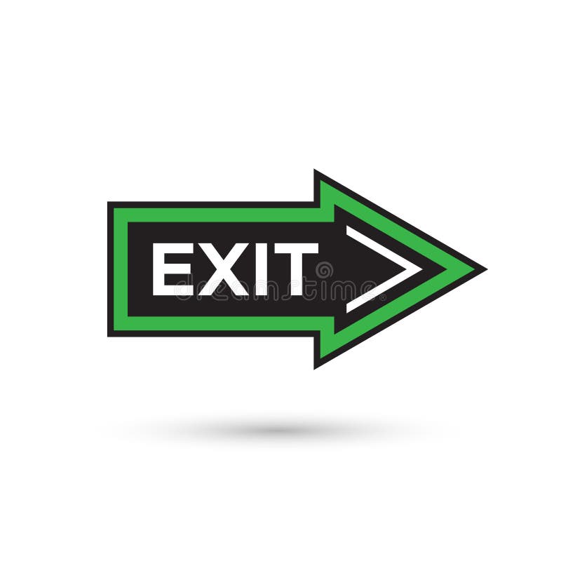 Flat Style Arrow Shape Exit Sign Isolated on White Stock Vector ...