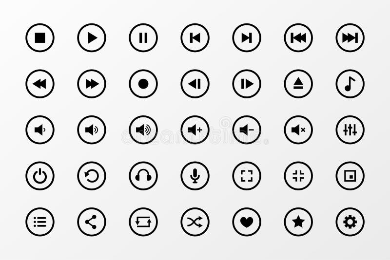 Flat Style Audio Player Control Button Symbol Stock Vector ...