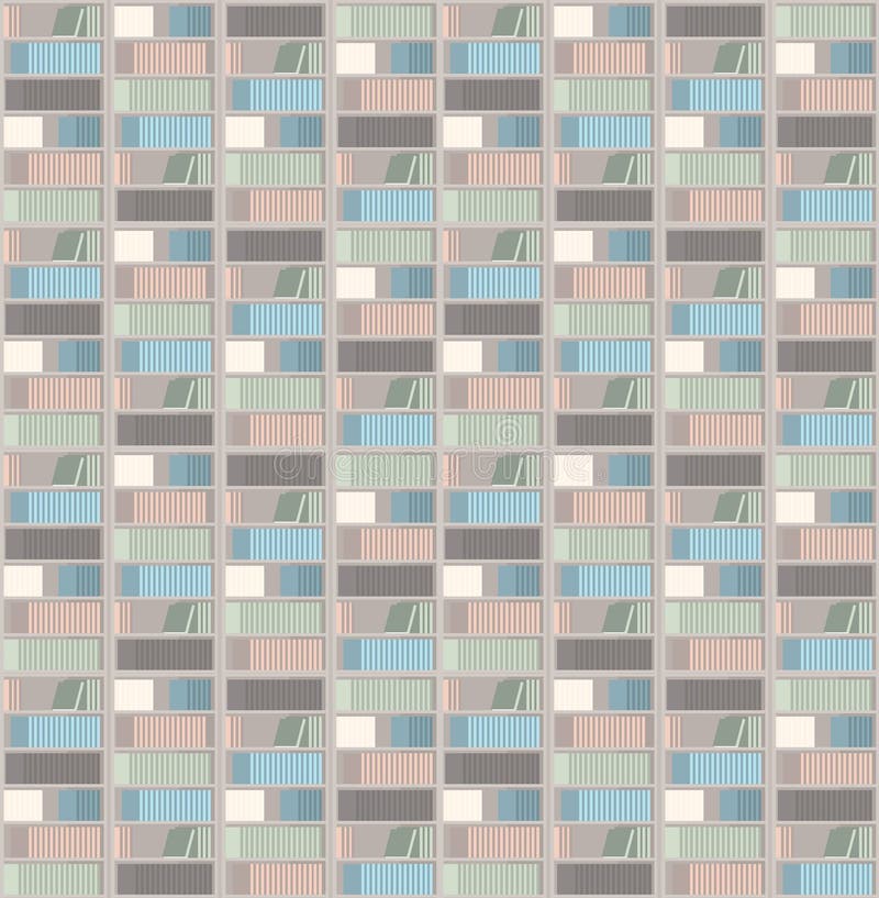 Flat Style Books Shelf Pattern Stock Vector - Illustration of retro ...