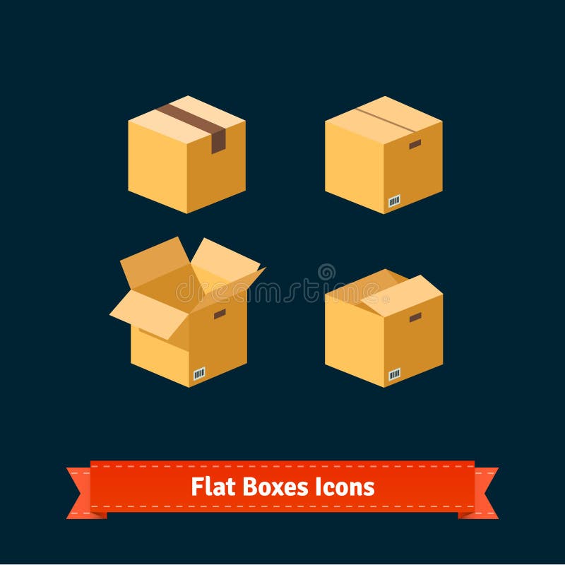 Flat Style Boxes Isometric Icons Stock Vector - Illustration of ...