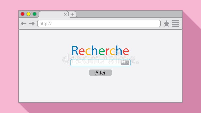 Flat Style Browser Window on Pink Background. Search Engine ...