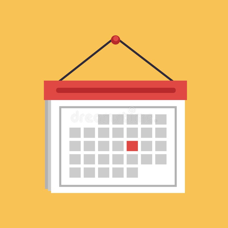 Flat Style of Calendar Vector on Yellow Background. Stock Illustration ...