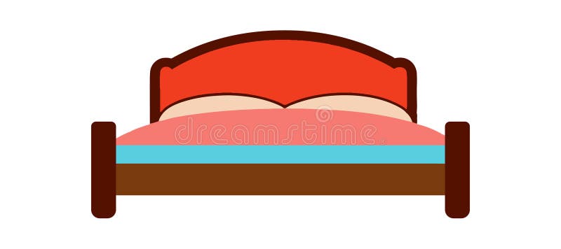 Flat Style Cartoon Bed Vector Illustration Stock Vector - Illustration ...