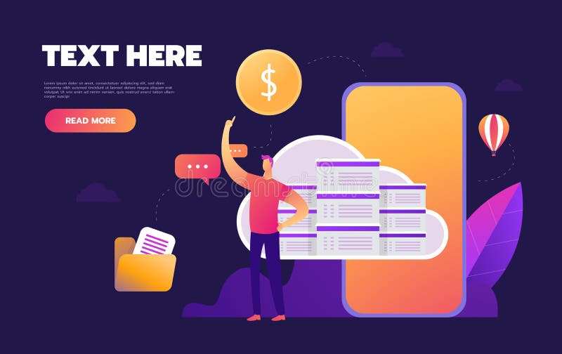 Flat Style Cloud Computing and Communication Technology Concept with Mobile Phone. Stock Vector ...