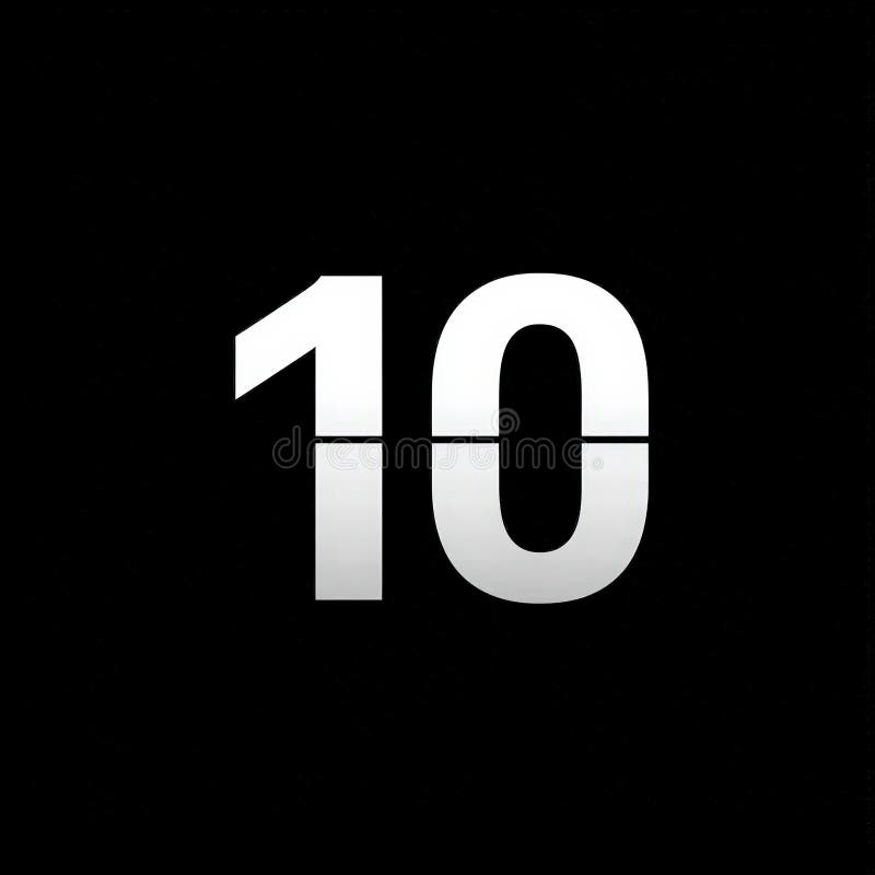 Flat Style Countdown Timer Number Ten White on Transparent Background ...