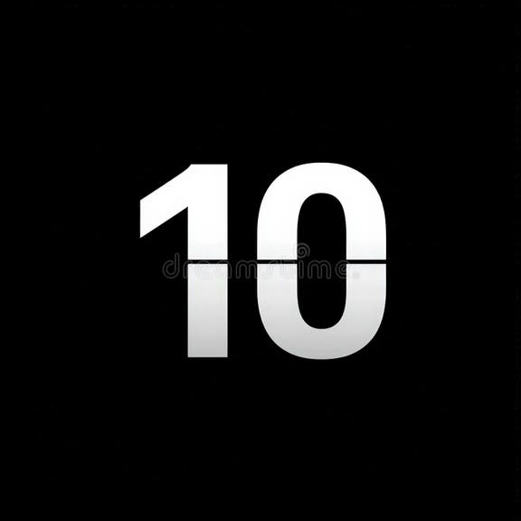 Flat Style Countdown Timer Number Ten White on Transparent Background ...