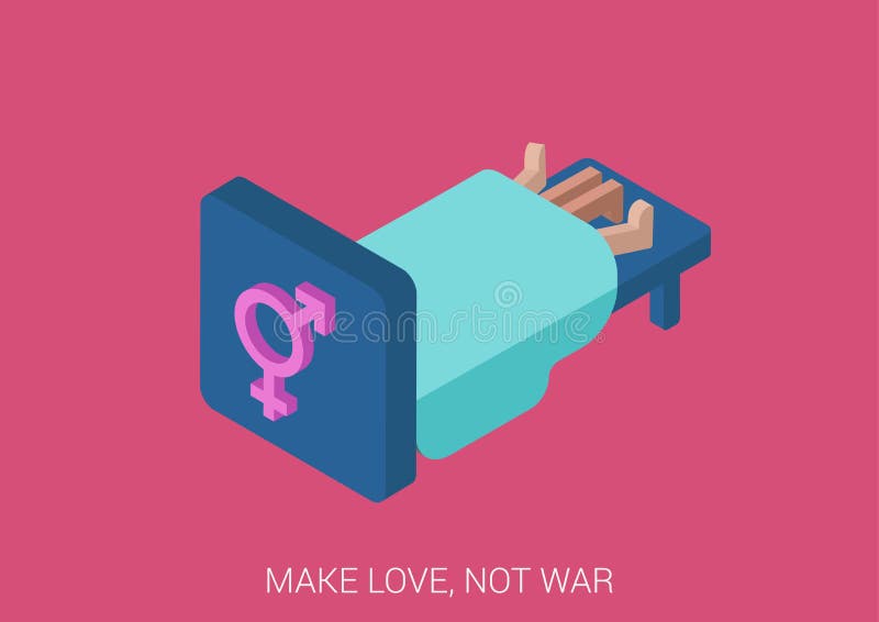 Flat Style 3d Isometric Concept For Making Love Sex Stock Vector