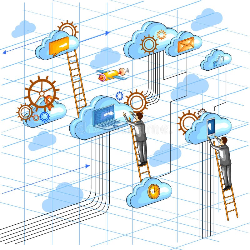 Flat Style 3D Isometric View of Under Construction or Work in Progress Concept Stock Vector ...