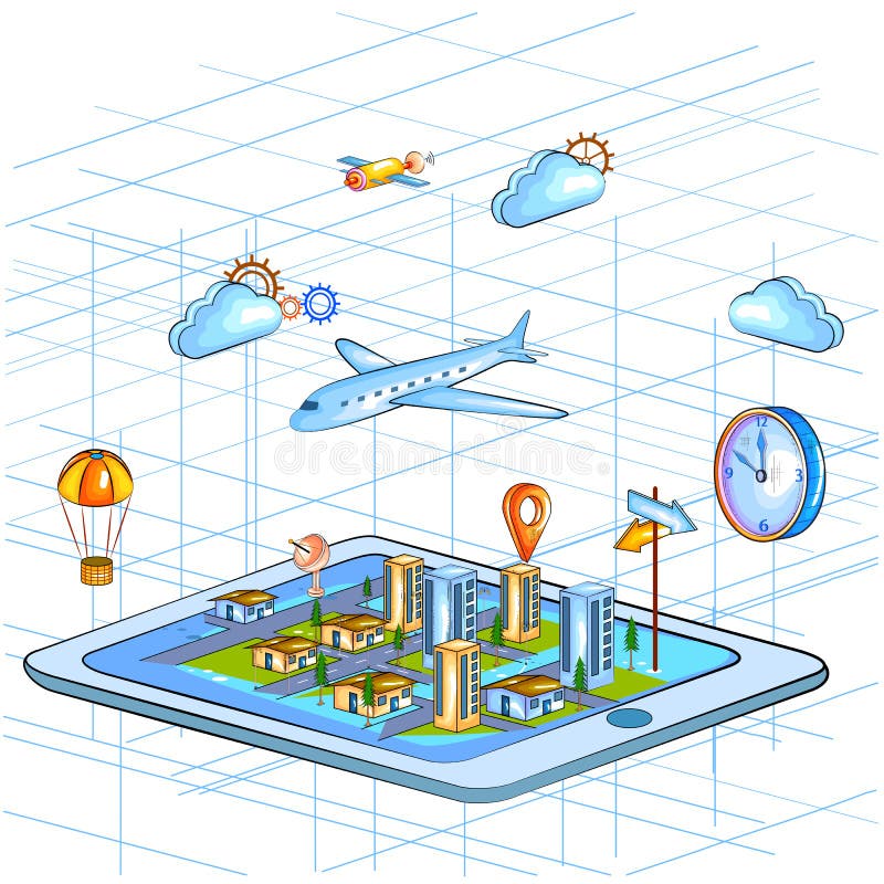 Flat Style 3D Isometric View of Global Positioning System GPS for ...