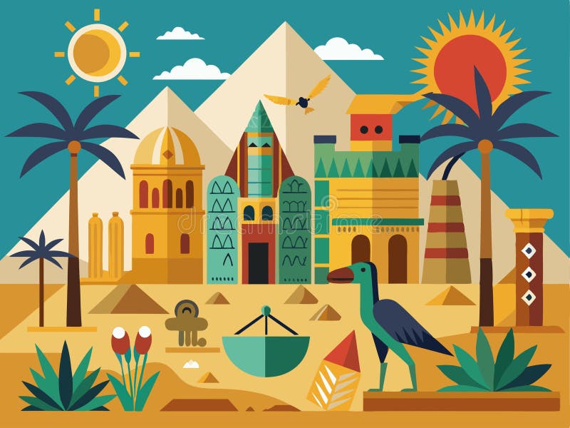 Flat Style Design of Egypt Travel Concept. Illustration Stock ...