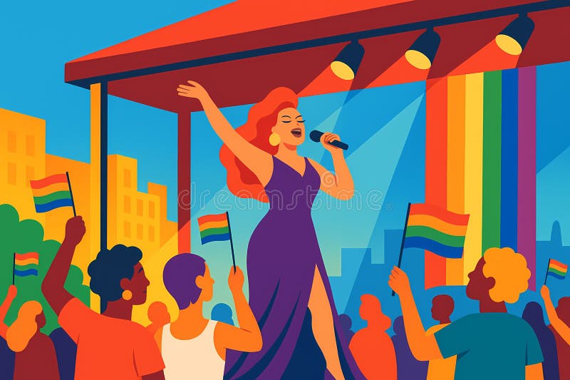 Drag Queen Performing at a Pride Street Festival, AI Generated Stock ...