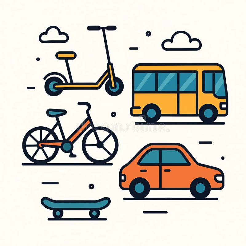 Different Modes of Urban Transportation Stock Illustration ...