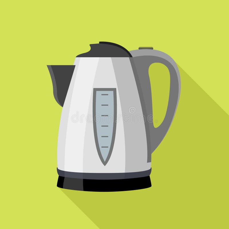 Flat Style Electric Kettle Icon on Light Green Background. Vector Illustration. Stock Vector ...