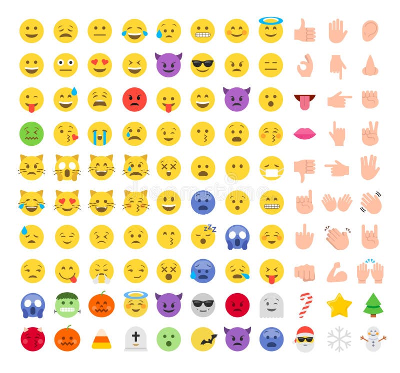 Emoji Icon Vector Set Flat Cute Korean Style Isolated Emoticons Stock
