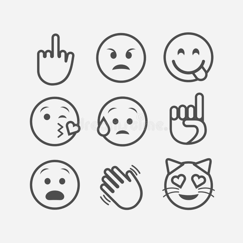 Flat style emoticon set stock illustration. Illustration of emoji ...