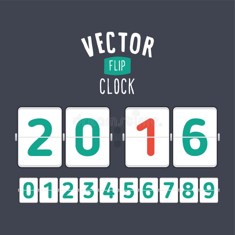 Flat style flip clock stock illustration. Illustration of open - 52021454