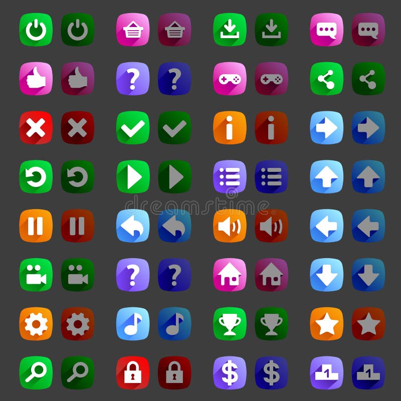 Flat Style Game Icons Buttons Icons, Interface Stock Vector ... Flat Style Game Icons Buttons Icons, Interface Stock Vector ...
