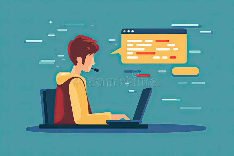 Flat Style Graphic Male User Student and Customer Service with Empty ...