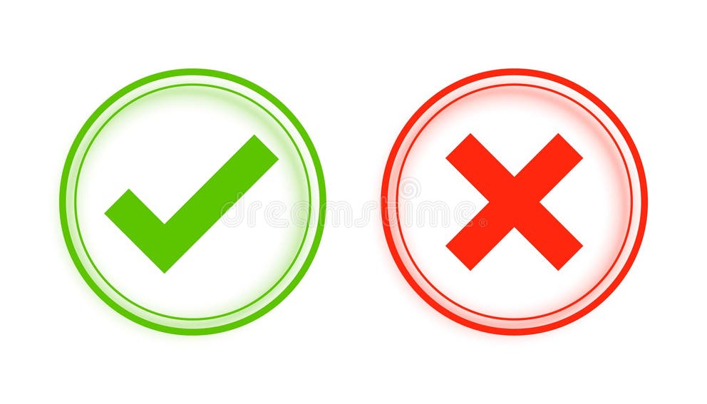 Flat Style Green and Red Check Mark Icon Stock Illustration ...