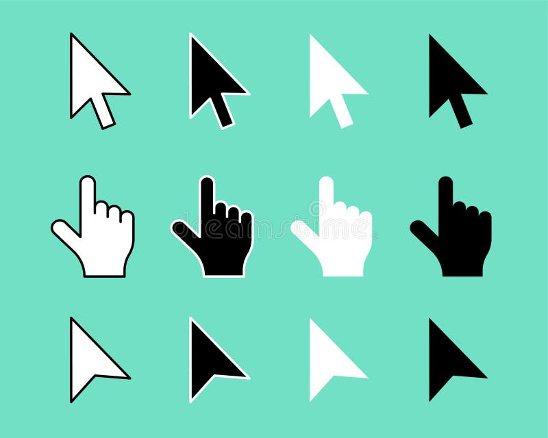 Flat Style Hand Pointer and Cursor in Collection Stock Vector ...