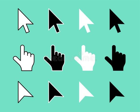 Flat Style Hand Pointer and Cursor in Collection Stock Vector ...