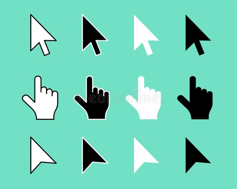 Flat Style Hand Pointer and Cursor in Collection Stock Vector ...
