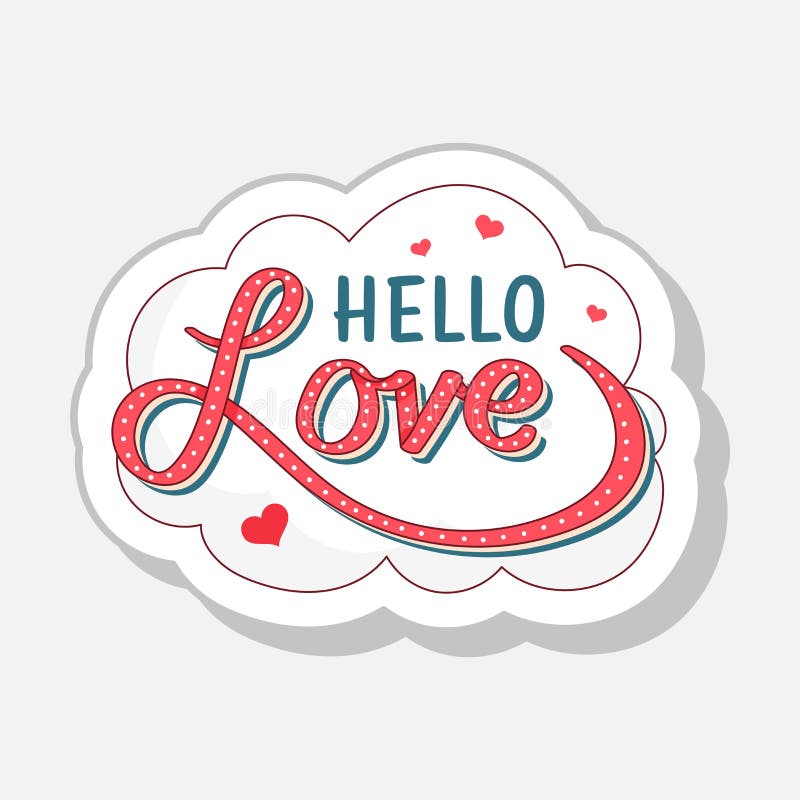 Flat Style Hello Love Text Sticker or Tag Stock Illustration ...