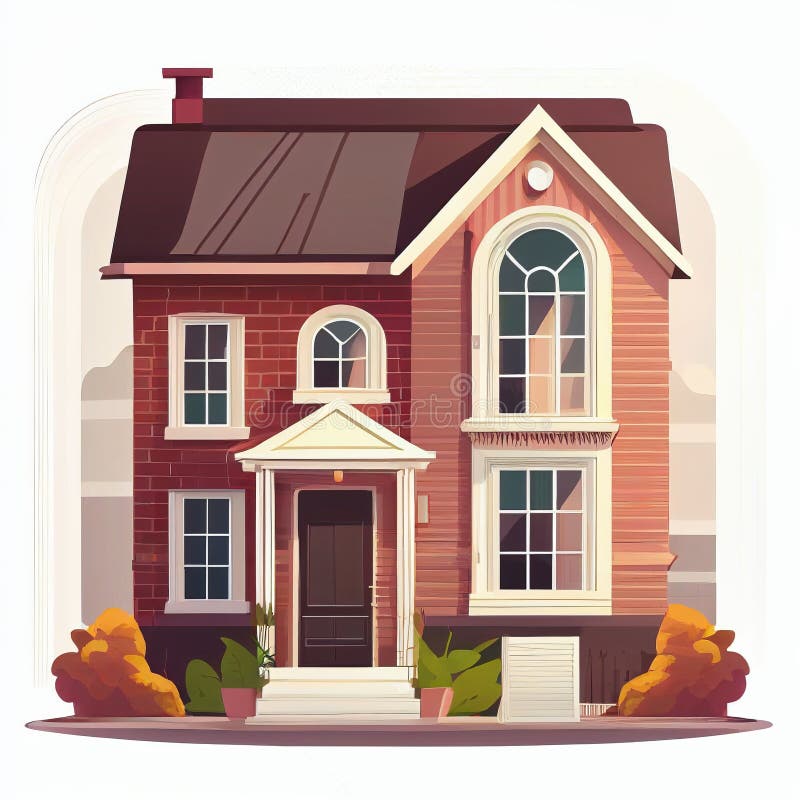 Flat Style House on White Background Generative AI Stock Illustration ...