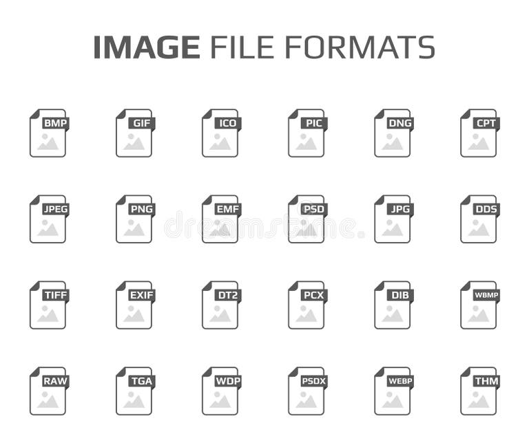 Flat Style Icon Set. Bitmap Image File Type, Extencion. Document Format ...