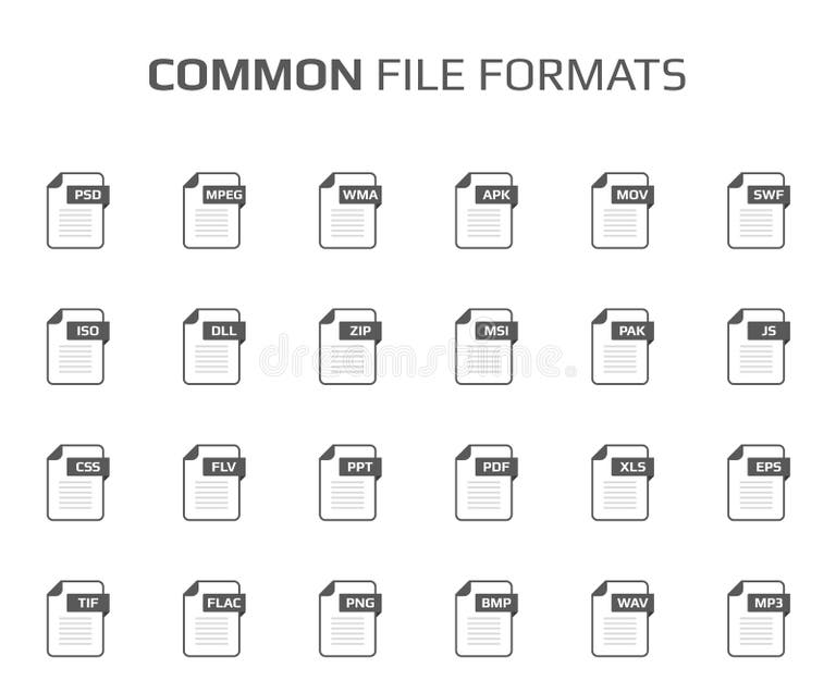 Flat Style Icon Set. System,common File Type, Extencion. Document ...