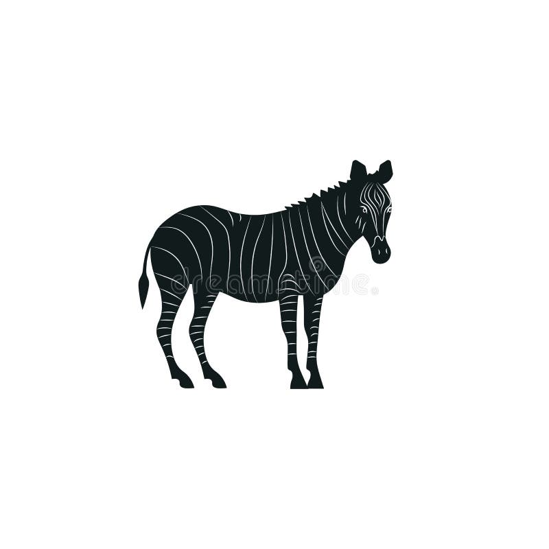 Flat Style Icon of Zebra on White Background. Simple Silhouette ...