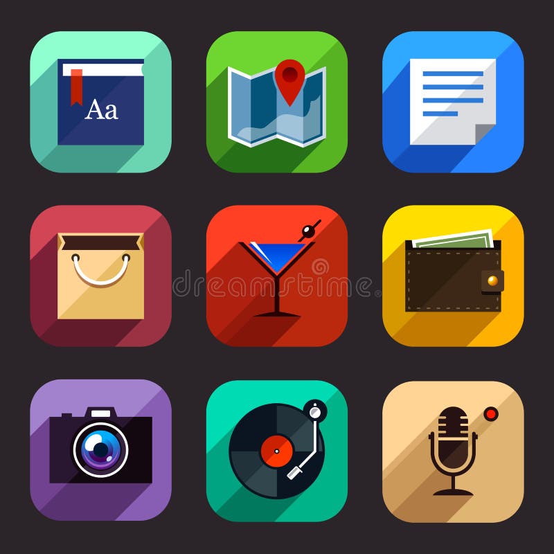 Flat icons stock vector. Illustration of icon, design - 36191272