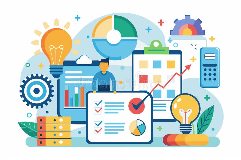 A Flat-style Illustration Depicting Business Planning with Charts ...