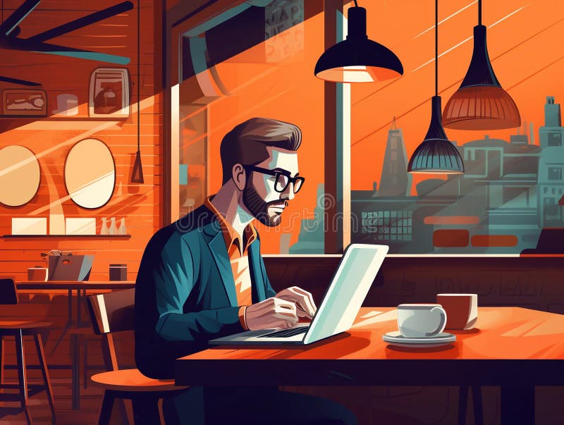 Businessman Working On A Laptop Stock Illustration Illustration Of