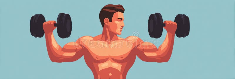 Biceps Curl Demonstration in Flat Style Showcasing Strength and Fitness ...