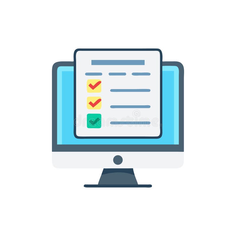 Completed Checklist on Computer Screen Signifying Task Completion Stock ...