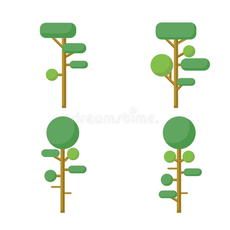 Flat Style Illustration Forest Tree, Green Tree Forest, Earth and ...