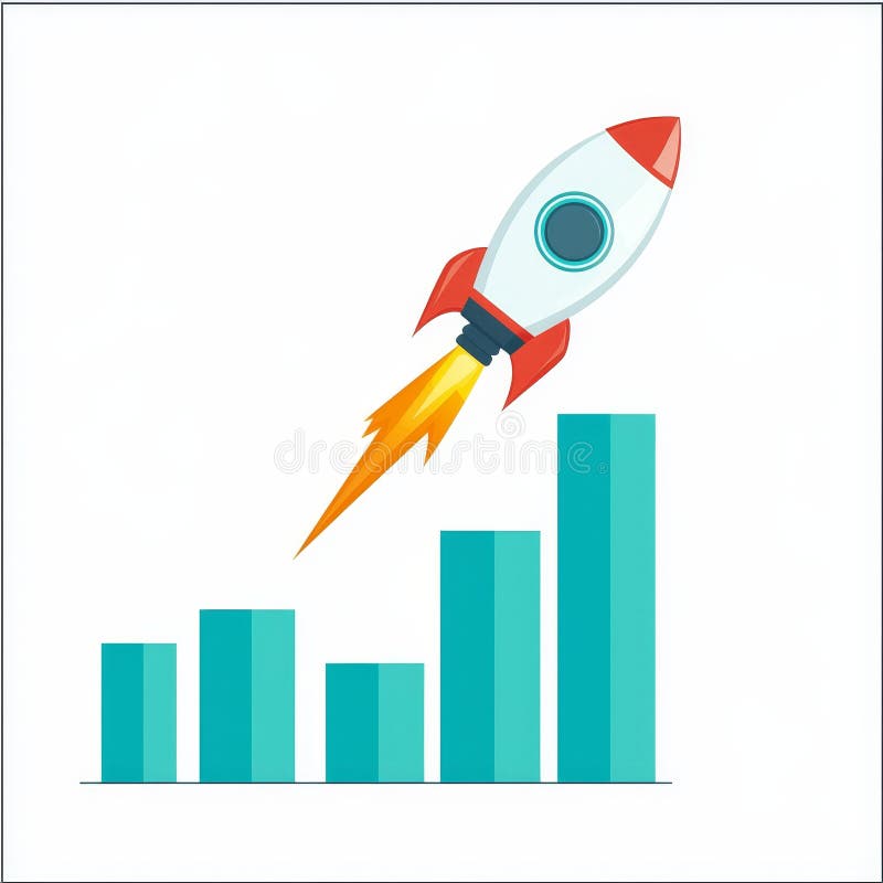 A Flat Style Illustration of Income Graph Going Up Like a Rocket ...