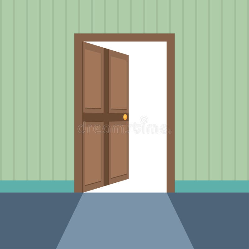 Flat Style Illustration of Open Door Stock Vector - Illustration of ...