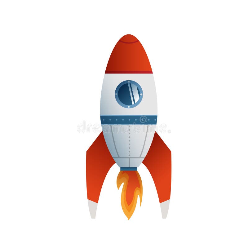 Flat Style Illustration of a Rocket on a White Background. Suitable for ...