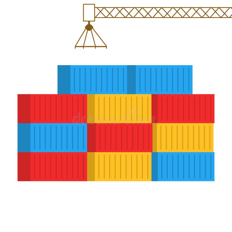 3d Shipping Containers with Import Export Sign Board Stock Illustration ...