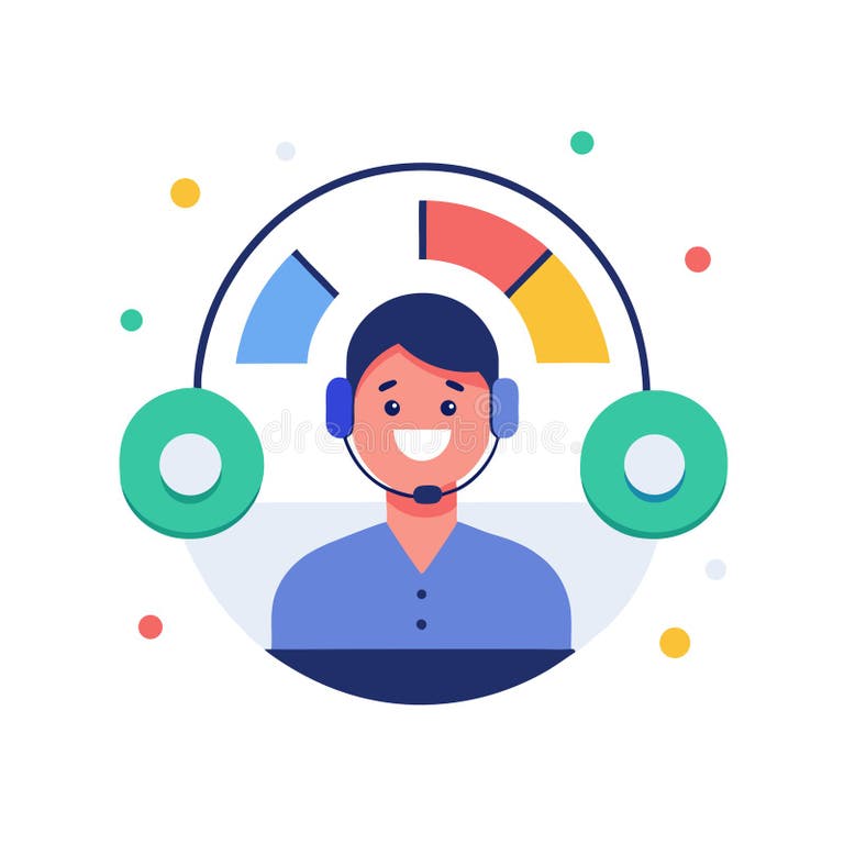 Customer Support Representative Illustration with Headset and ...