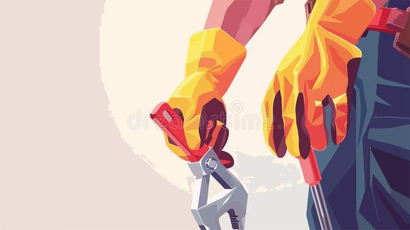 Professional Flat Style Worker Holding Construction Hand Illustration ...