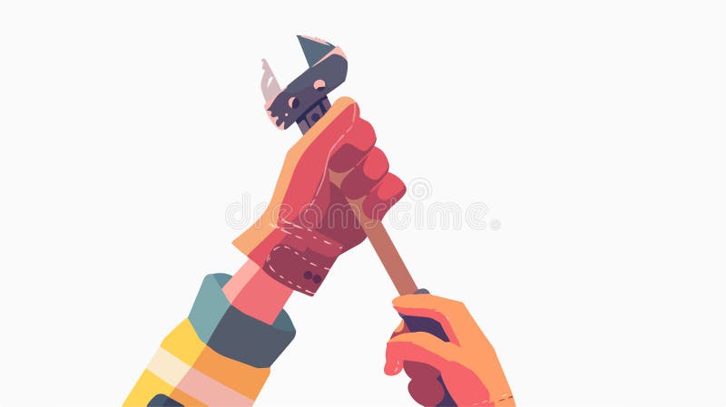 Professional Flat Style Worker Holding Construction Hand Illustration ...