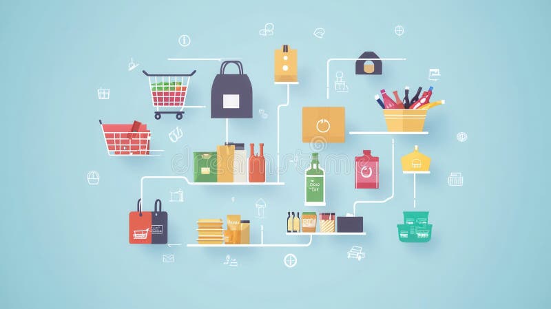 Grocery Order Flow Infographic Showing Selection, Checkout, Packaging ...