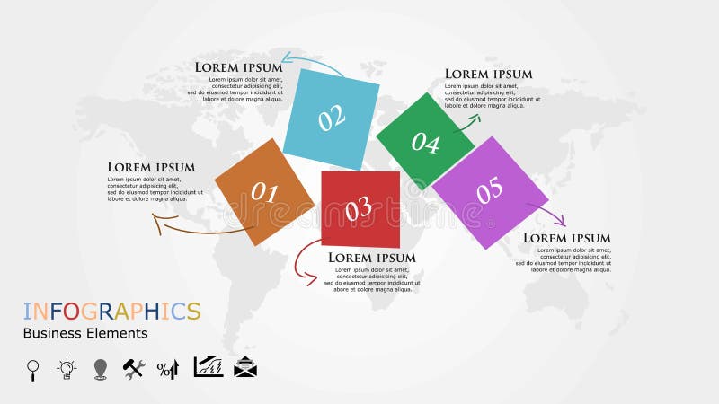 Flat Style Infographic Options Template. Can Be Used for Process ...