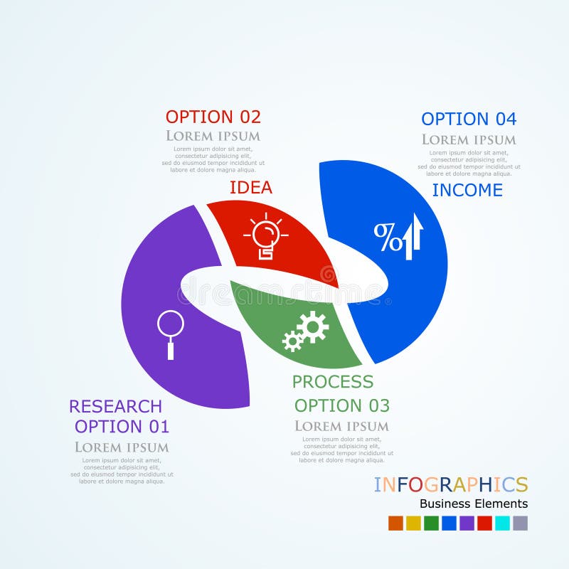 Flat Style Infographic Options Template. Can Be Used for Process Diagram, Presentations ...