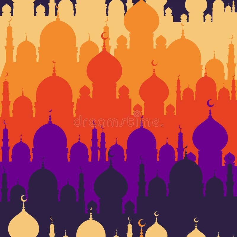 Flat Style Islamic Mosque Bright Seamless Pattern Design. Muslim ...