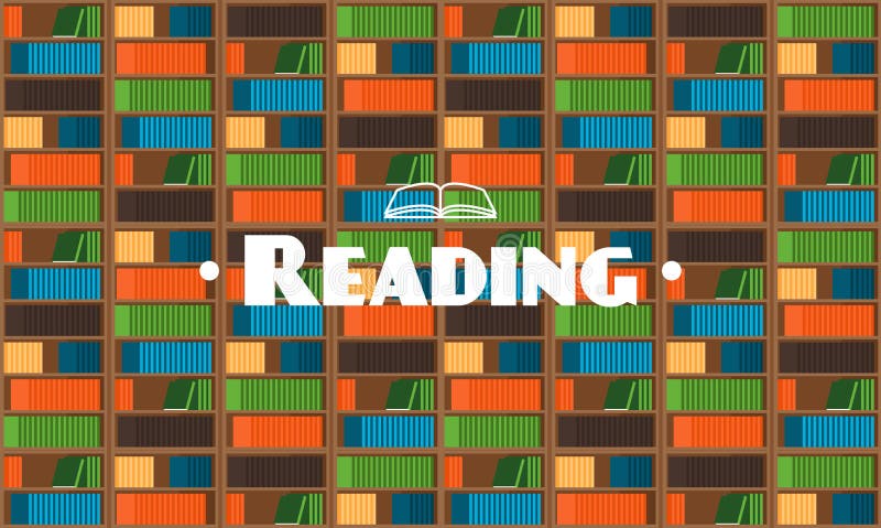 Flat Style Library Background with Books Stock Vector - Illustration of ...