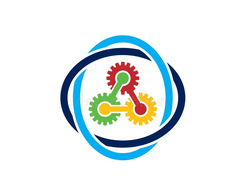 Flat Style Logo of Gear Cog and Bullseye Target Inside a Shield Stock ...